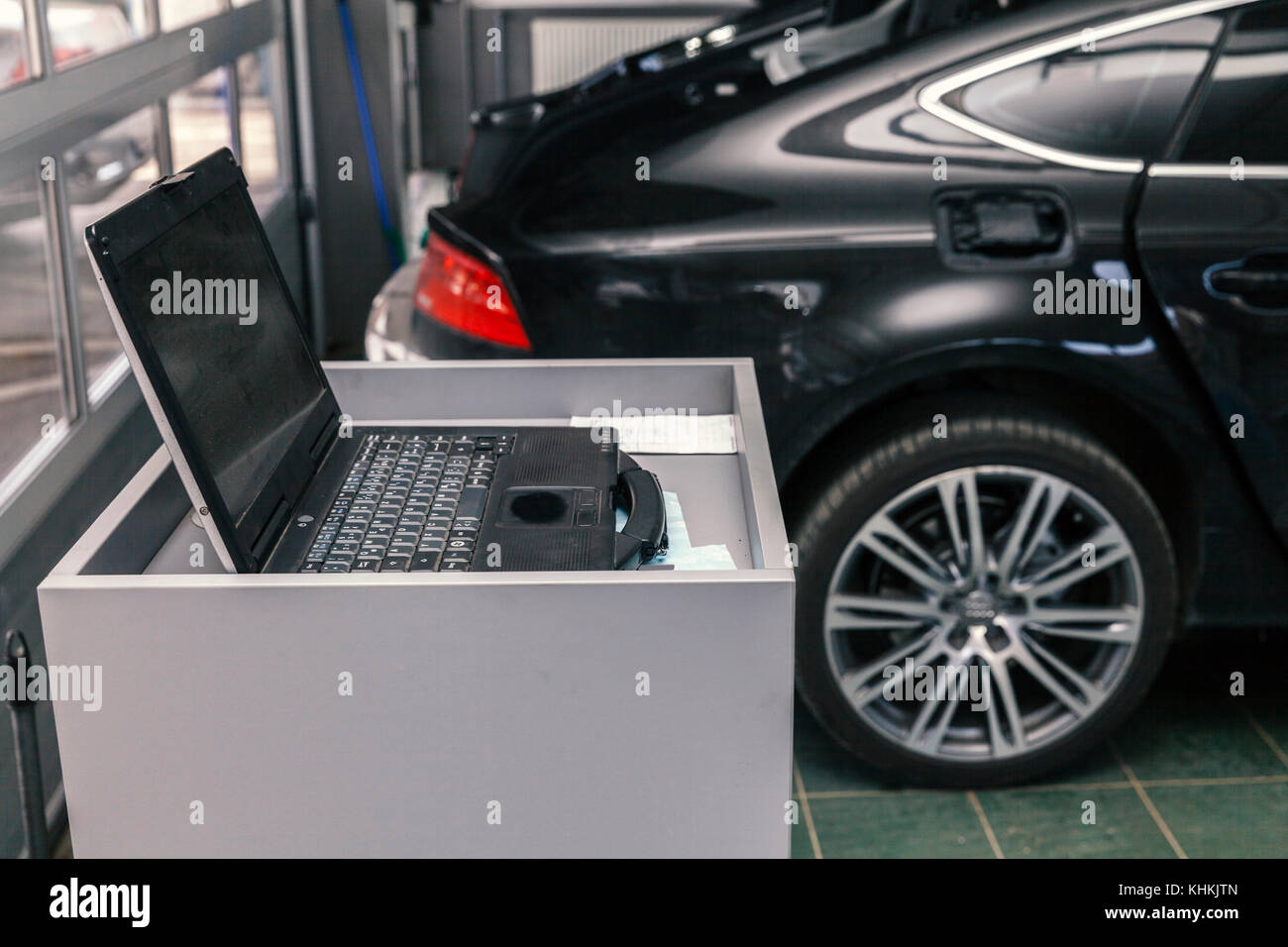 auto car diagnostic computer, close up Stock Photo - Alamy
