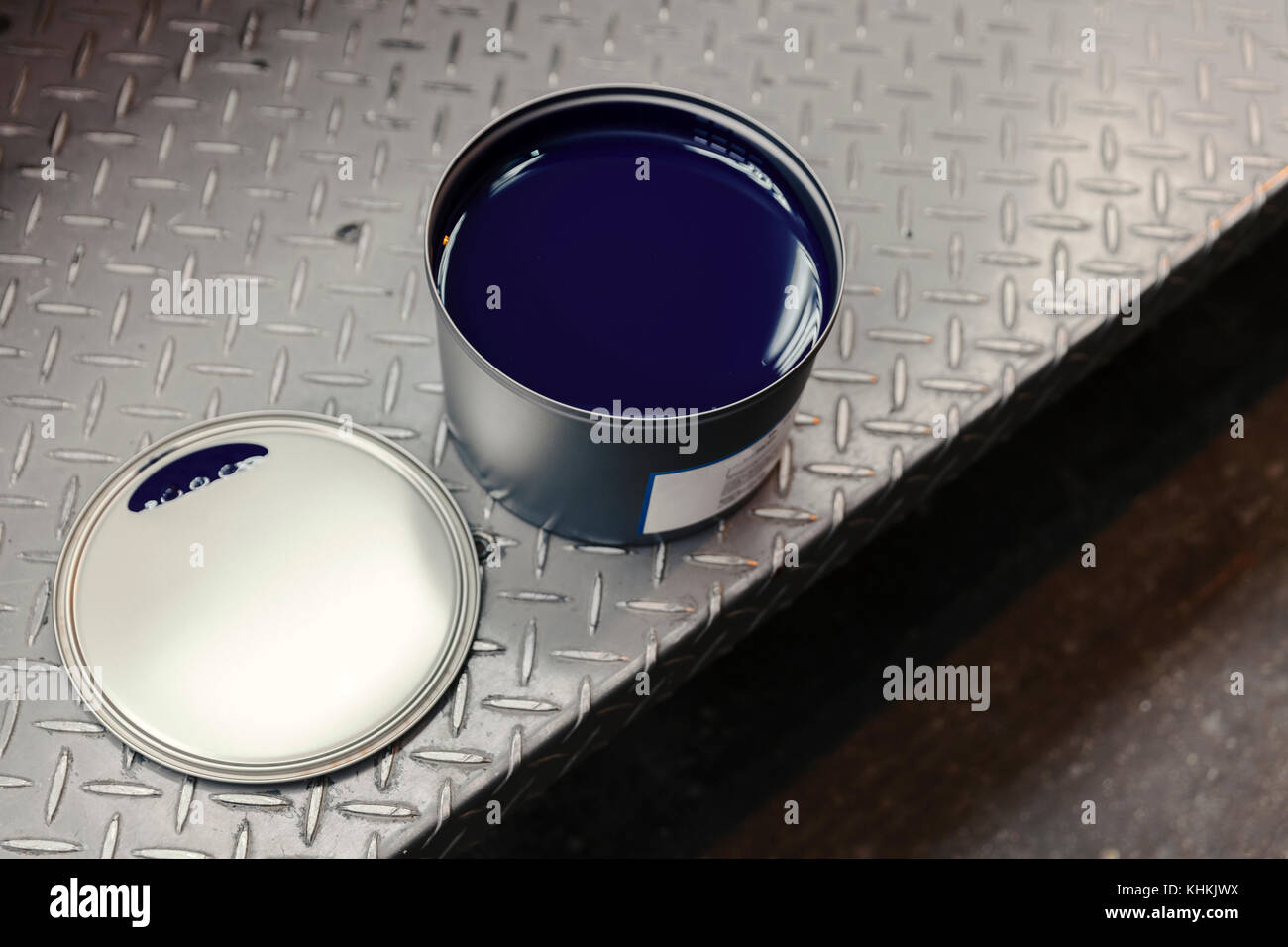 open can of the blue printing ink Stock Photo - Alamy