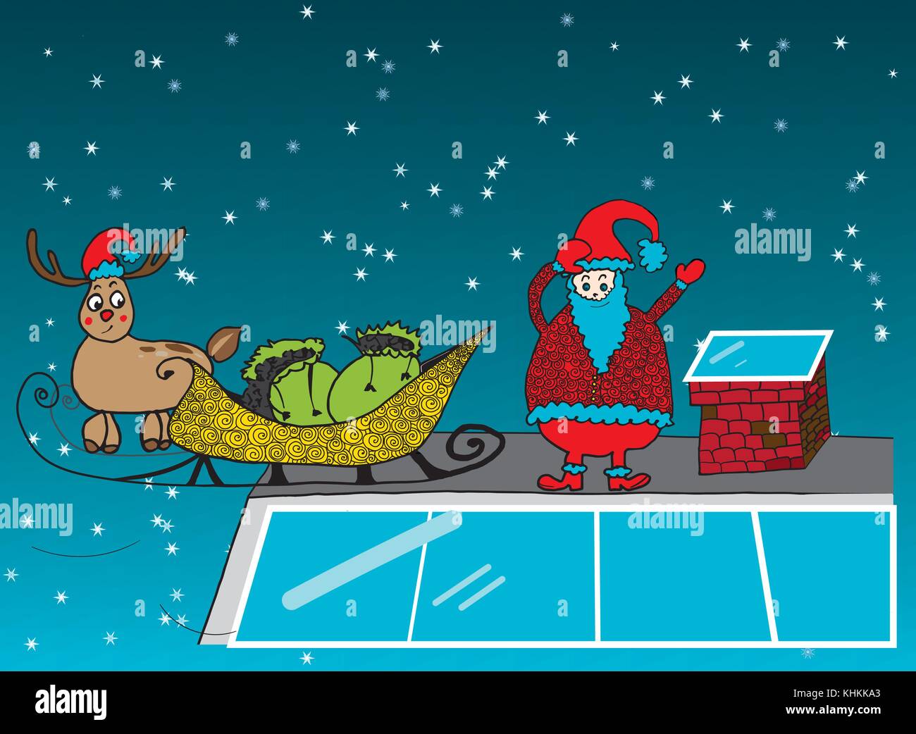 Winter drawn doodle deer Stock Vector Images - Alamy