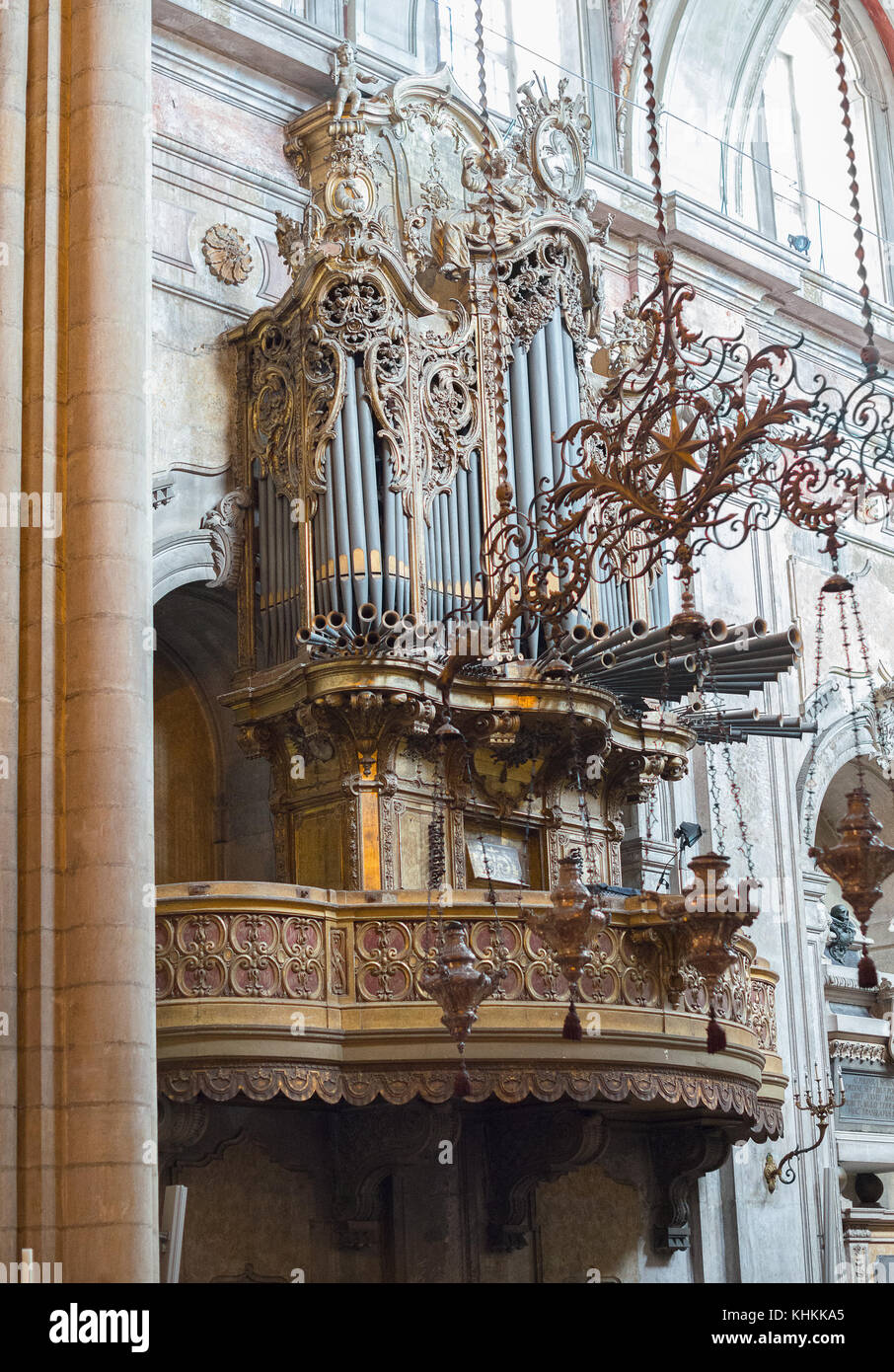 Old carved organ inside the Catholic Cathedral Stock Photo - Alamy