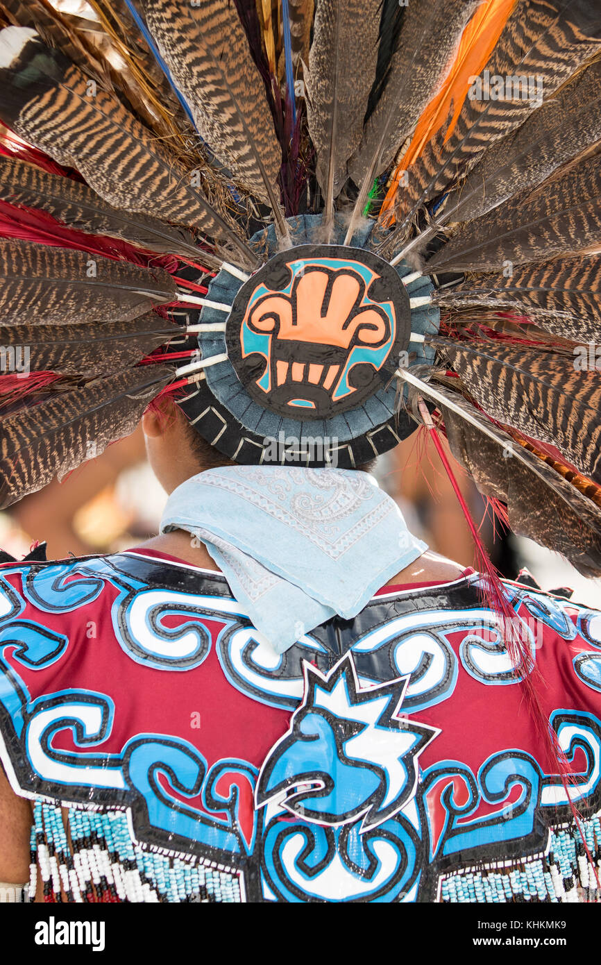 Mexican handcrafted feather head dress closeup details Stock Photo - Alamy