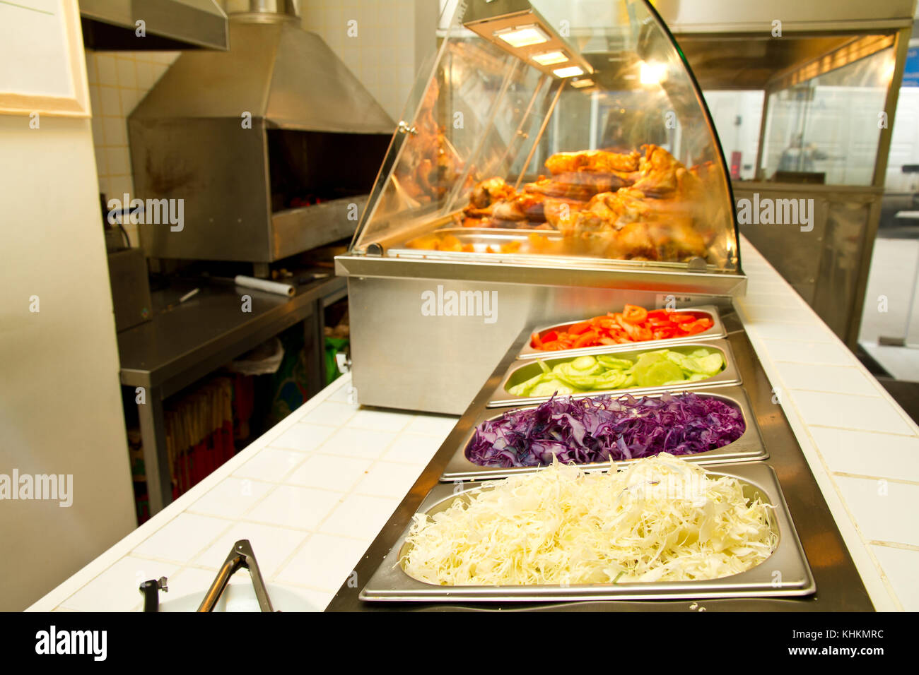 Cut vegetables in a fast food Stock Photo - Alamy