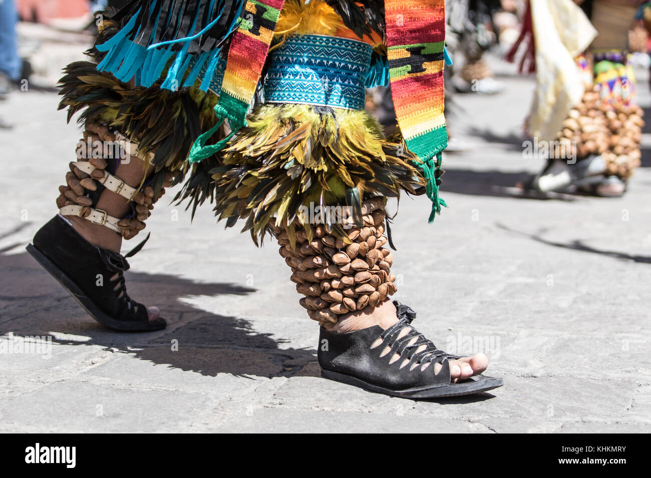 indigenous Mexican dancers feet in San Miguel de Allende Stock Photo ...