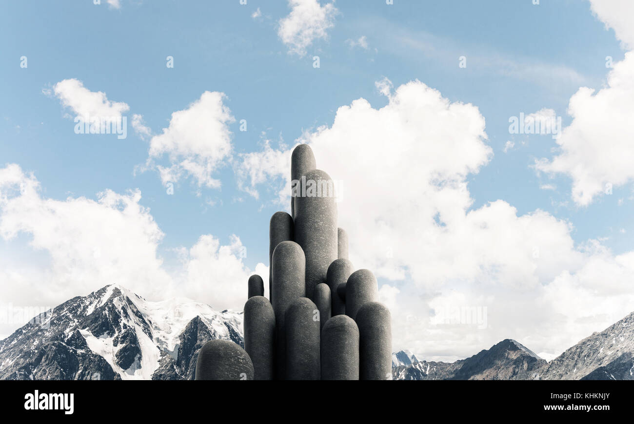 Multiple stone columns with breathtaking landscape Stock Photo - Alamy