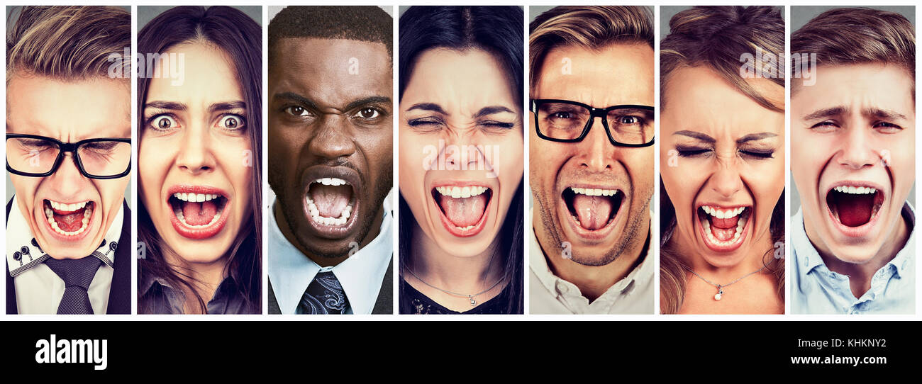 Group of angry people screaming Stock Photo - Alamy
