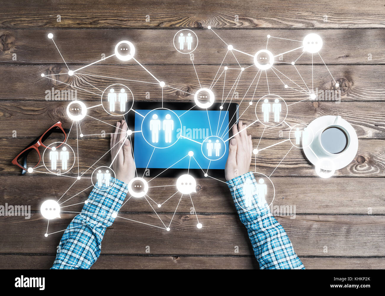 Concept of social communication and networking with social connection ...