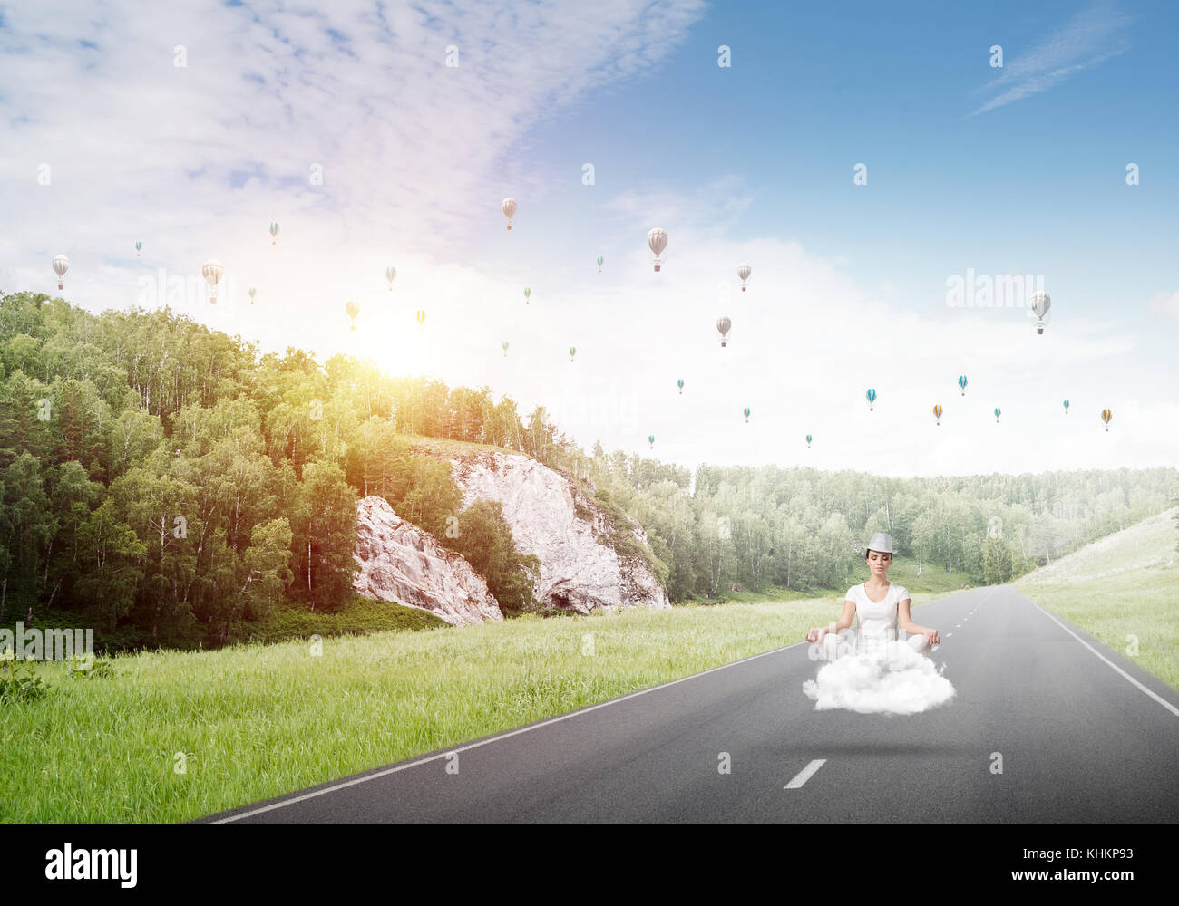 Young woman keeping mind conscious Stock Photo - Alamy