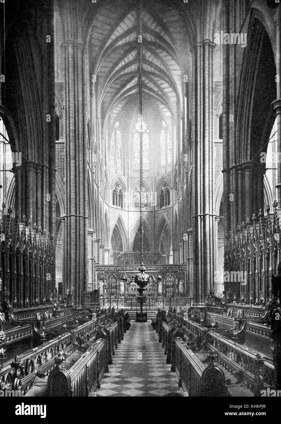 Choir seating, Westminster Abbey interior, United Kingdom, 1922 Stock ...