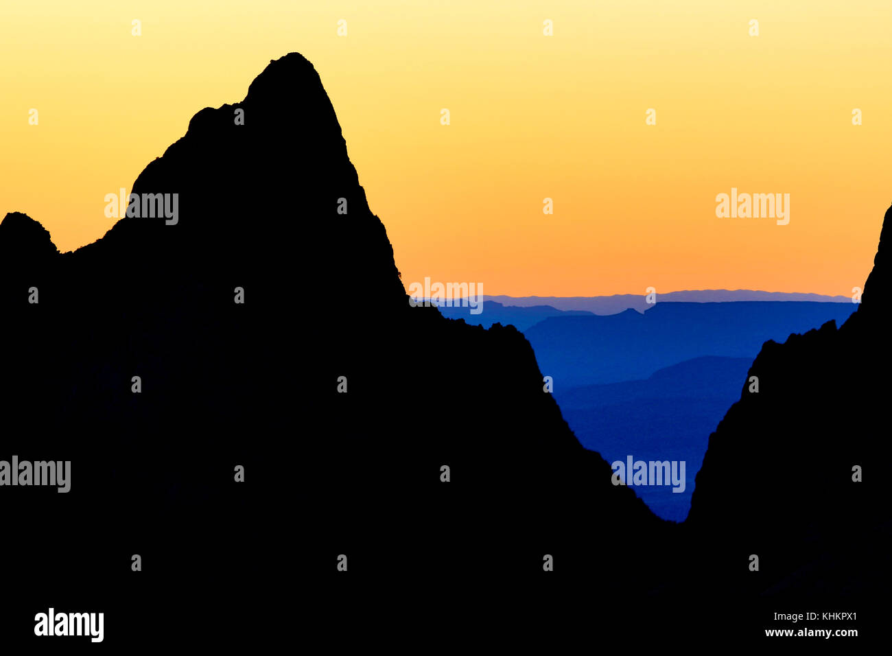 Big Bend national park Chisos basin area at sunset Stock Photo - Alamy