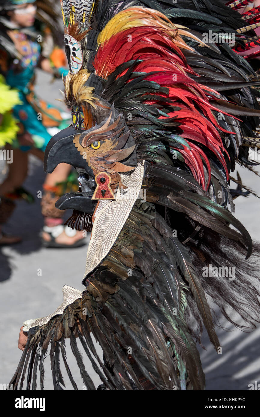 street dancer dressed as a hawk in San Miguel de Allende Mexico Stock ...