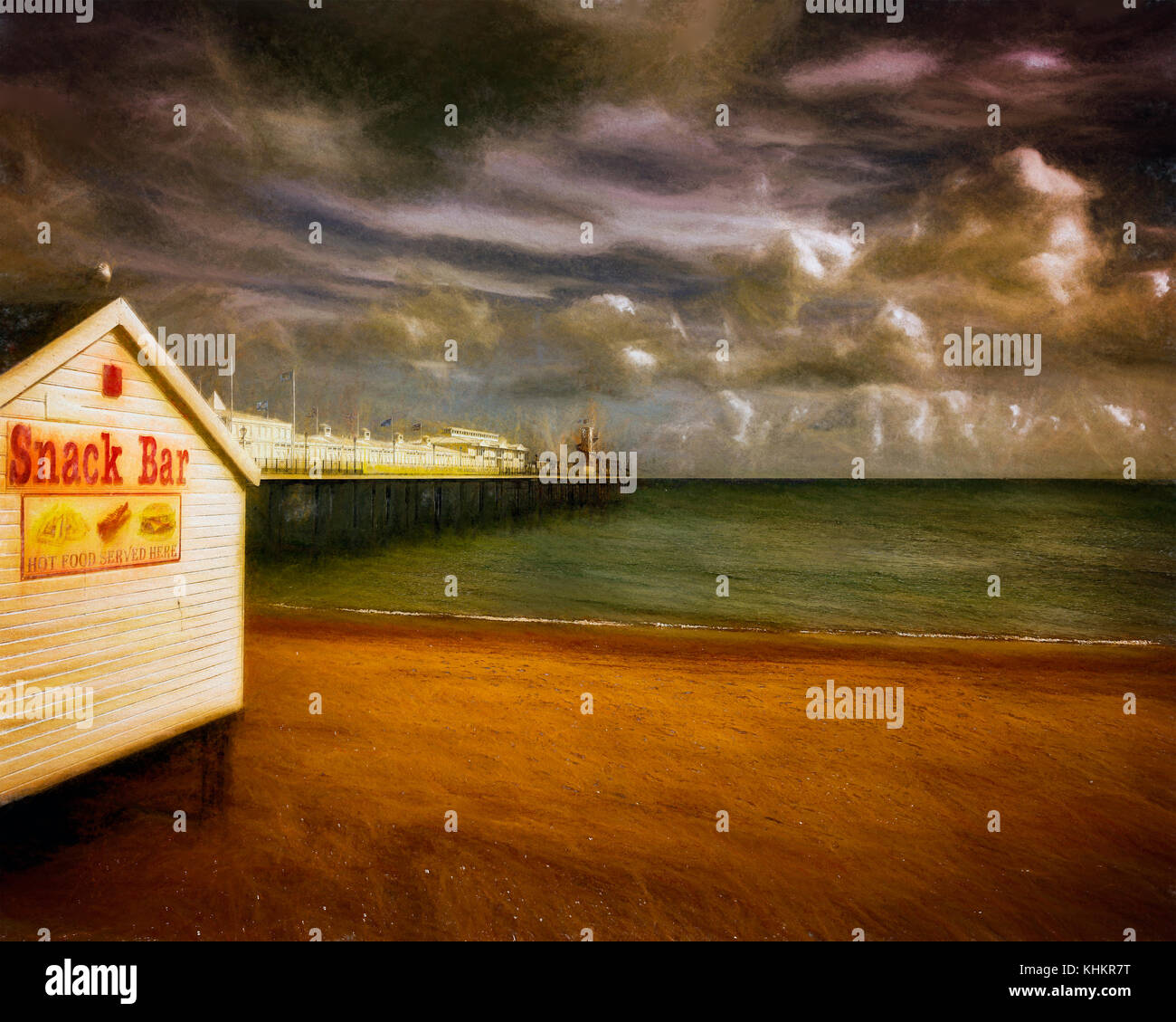 DIGITAL ART: The Snack Bar (Paignton Beach, Devon, Great Britain Stock ...