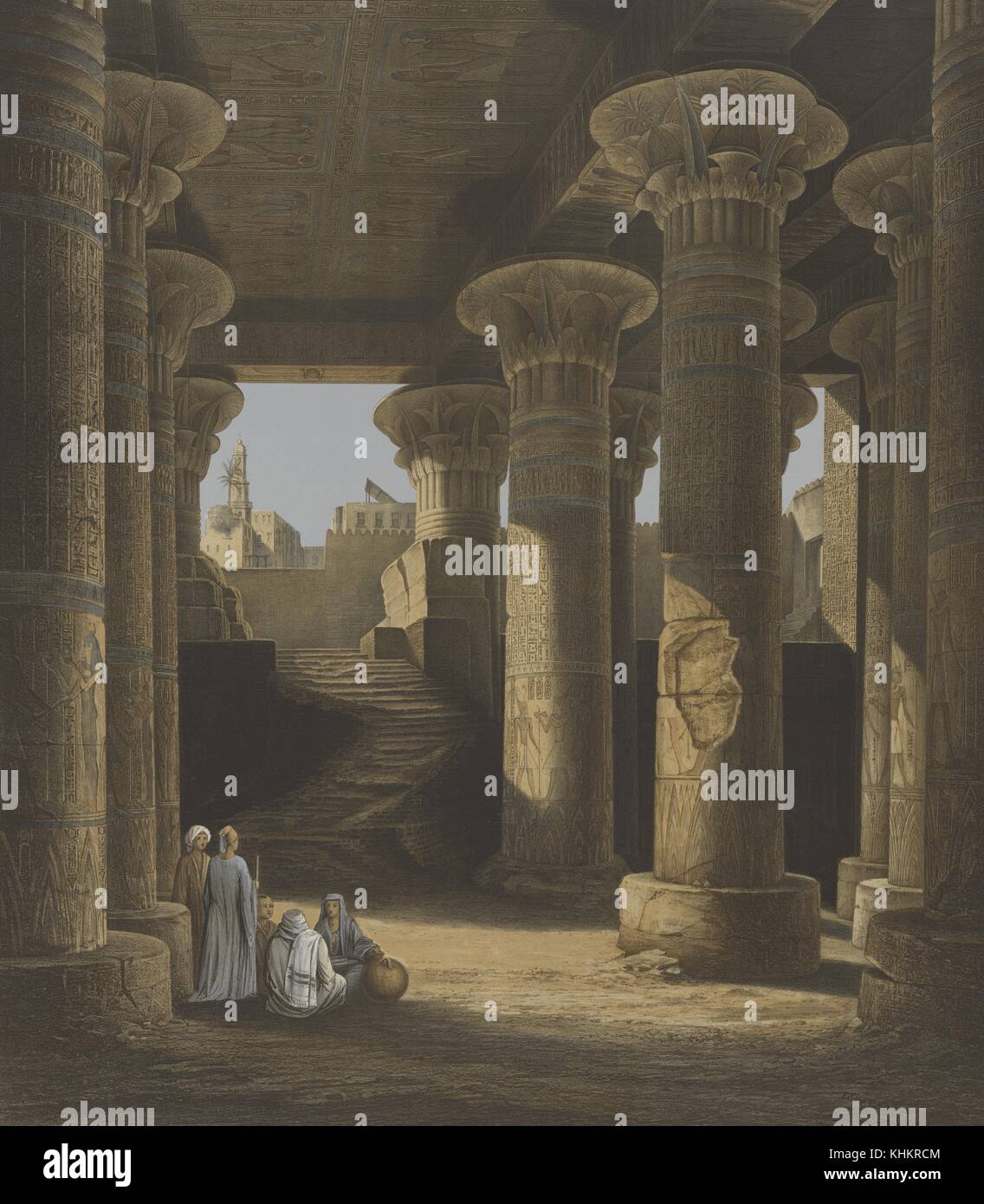 Inside view of the portico of Esneh [isna], Egypt, 1852. From the New ...