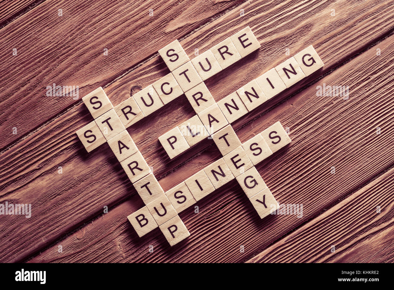 Conceptual business keywords on table with elements of game maki Stock ...