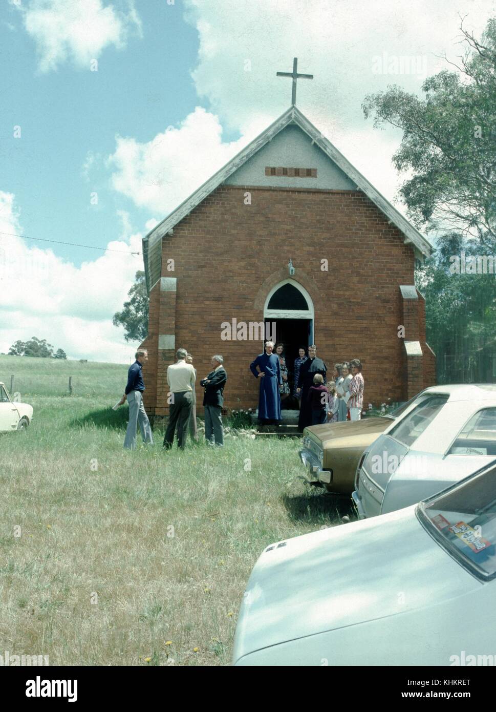 Vernacular snapshot photograph of church and sunday, 1949 Stock Photo ...