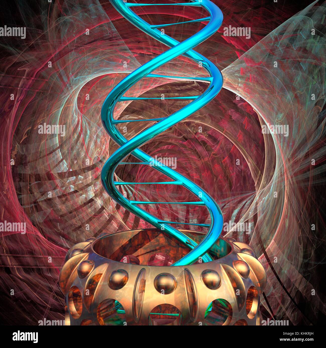 Conceptual illustration of a double stranded DNA (deoxyribonucleic acid ...