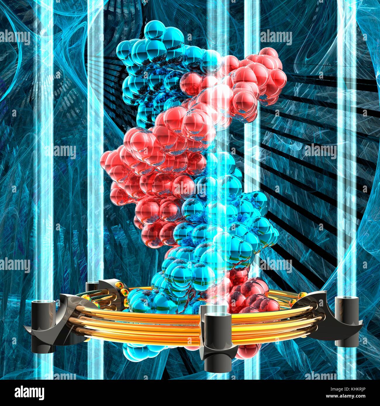 Conceptual illustration of a double stranded DNA (deoxyribonucleic acid ...