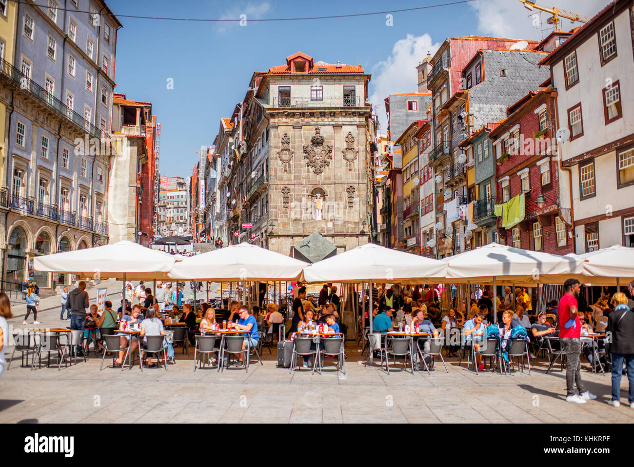 PORTO, PORTUGAL - September 25, 2017: View on the Ribeira square with ...