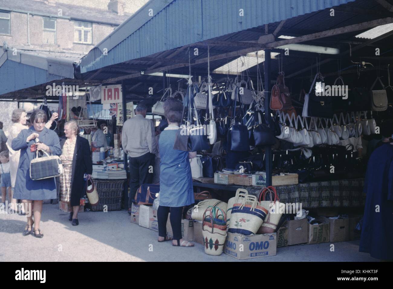 Vernacular snapshot photograph of market and bags, 1965 Stock Photo - Alamy