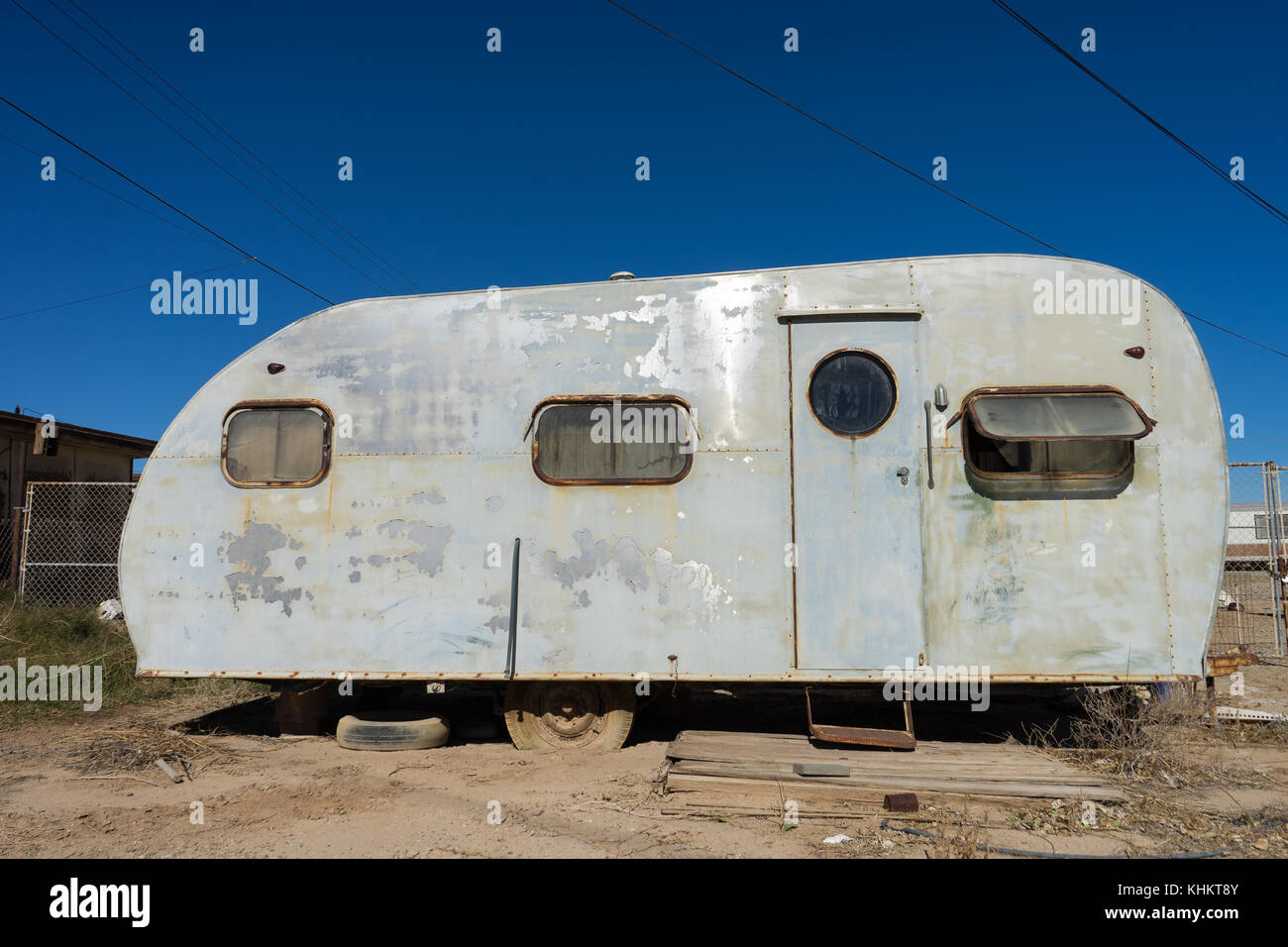 vintage abandoned trailer home in bombay beach salton sea california ...