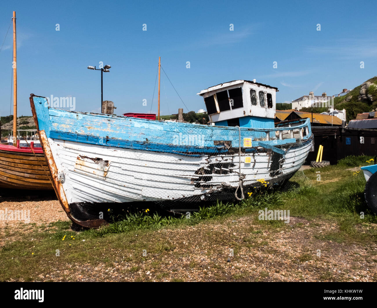 Fishing boats on the foreshore at Rock-A-Nore, Hastings, Sussex Stock ...