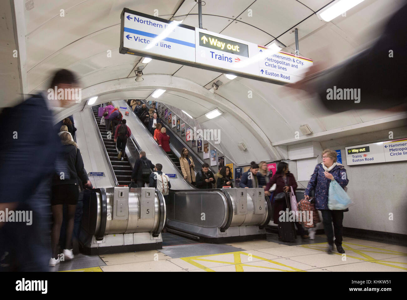 A general view of the escalator in Kings' Cross St Pancras underground ...