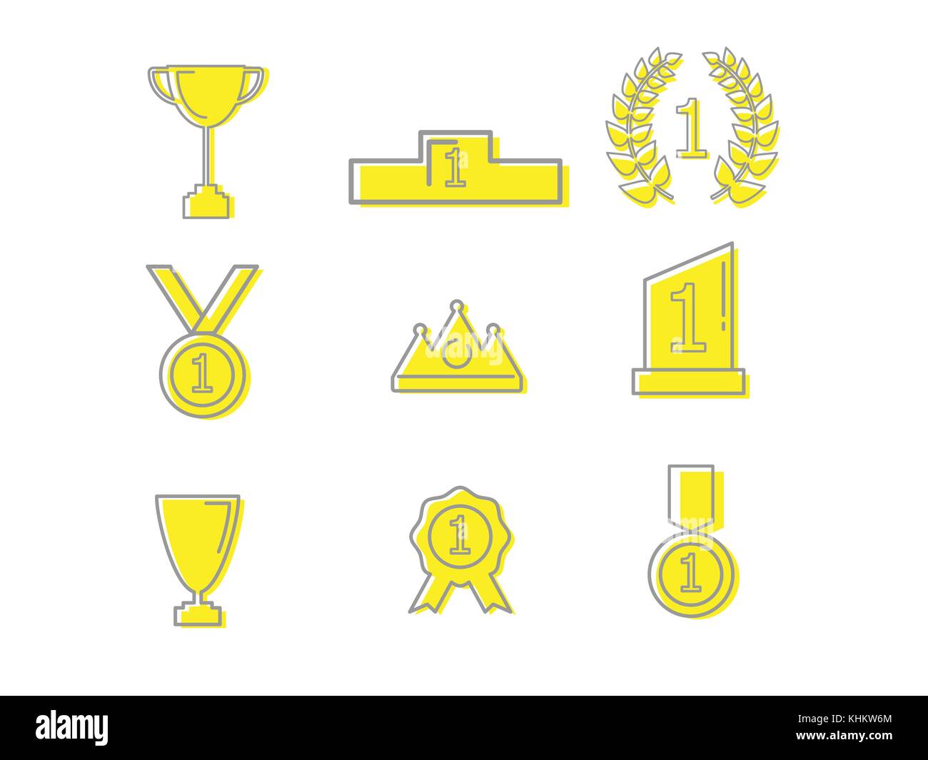 winner prizes and awards outline icons vector illustration Stock Vector ...