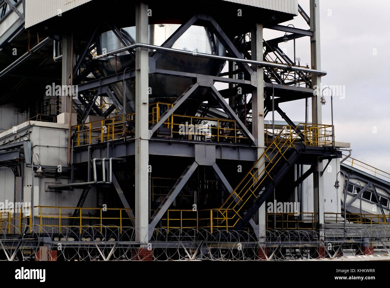 a fragment of a large industrial plant of a heavy industry factory with ...