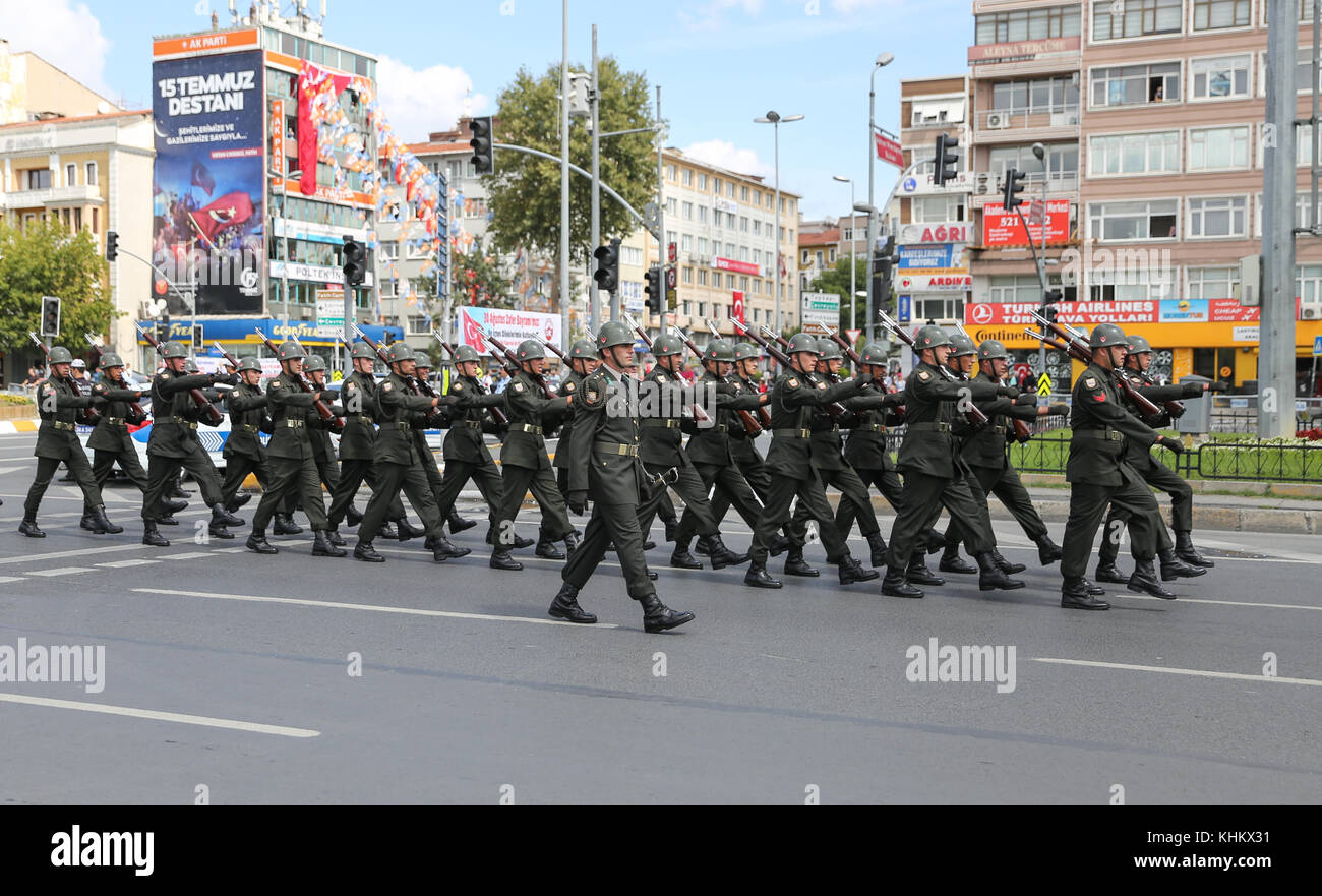 ISTANBUL, TURKEY - AUGUST 30, 2017: Soldiers march during 95th ...