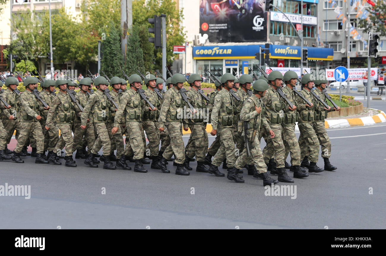 ISTANBUL, TURKEY - AUGUST 30, 2017: Soldiers march during 95th ...