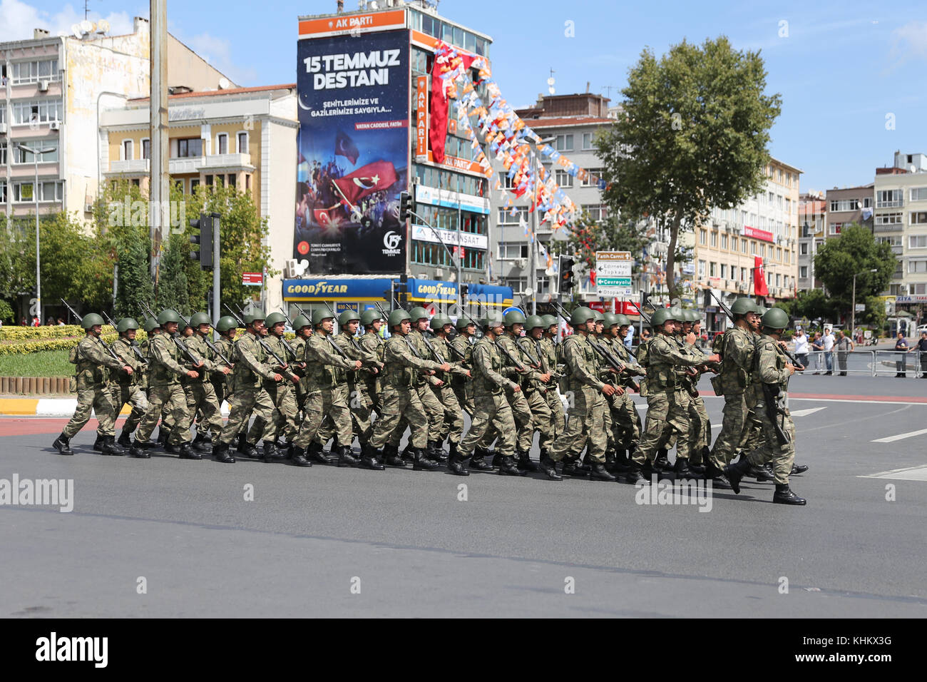 ISTANBUL, TURKEY - AUGUST 30, 2017: Soldiers march during 95th ...