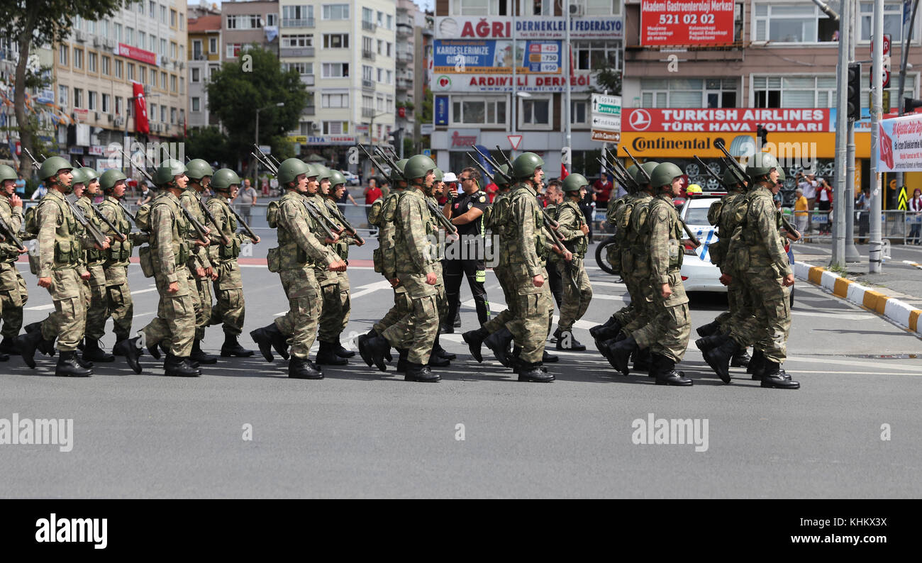 ISTANBUL, TURKEY - AUGUST 30, 2017: Soldiers march during 95th ...