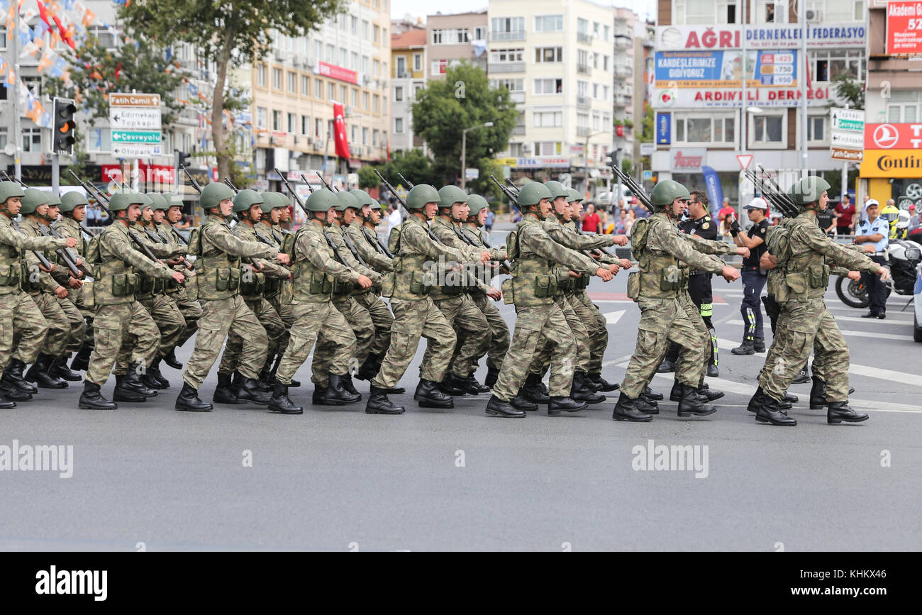 ISTANBUL, TURKEY - AUGUST 30, 2017: Soldiers march during 95th ...