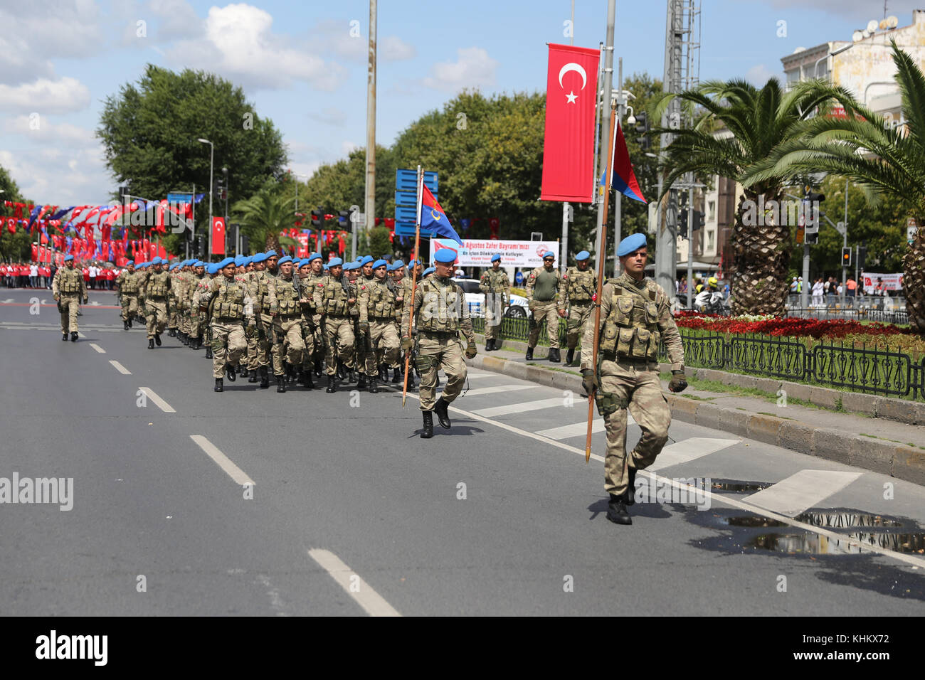 ISTANBUL, TURKEY - AUGUST 30, 2017: Soldiers march during 95th ...