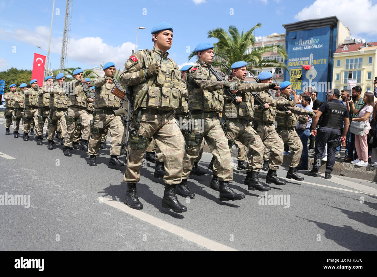 ISTANBUL, TURKEY - AUGUST 30, 2017: Soldiers march during 95th ...