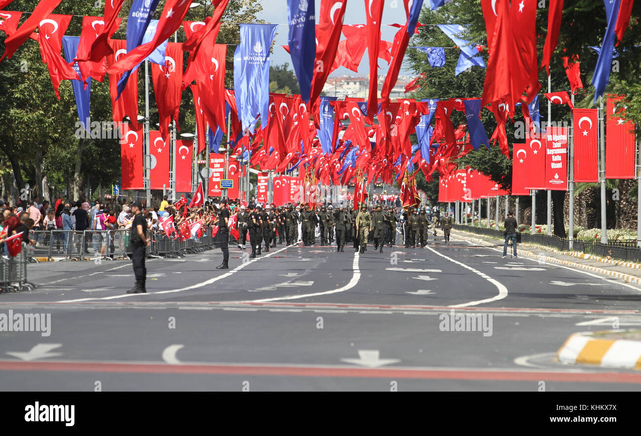 ISTANBUL, TURKEY - AUGUST 30, 2017: Soldiers march during 95th ...