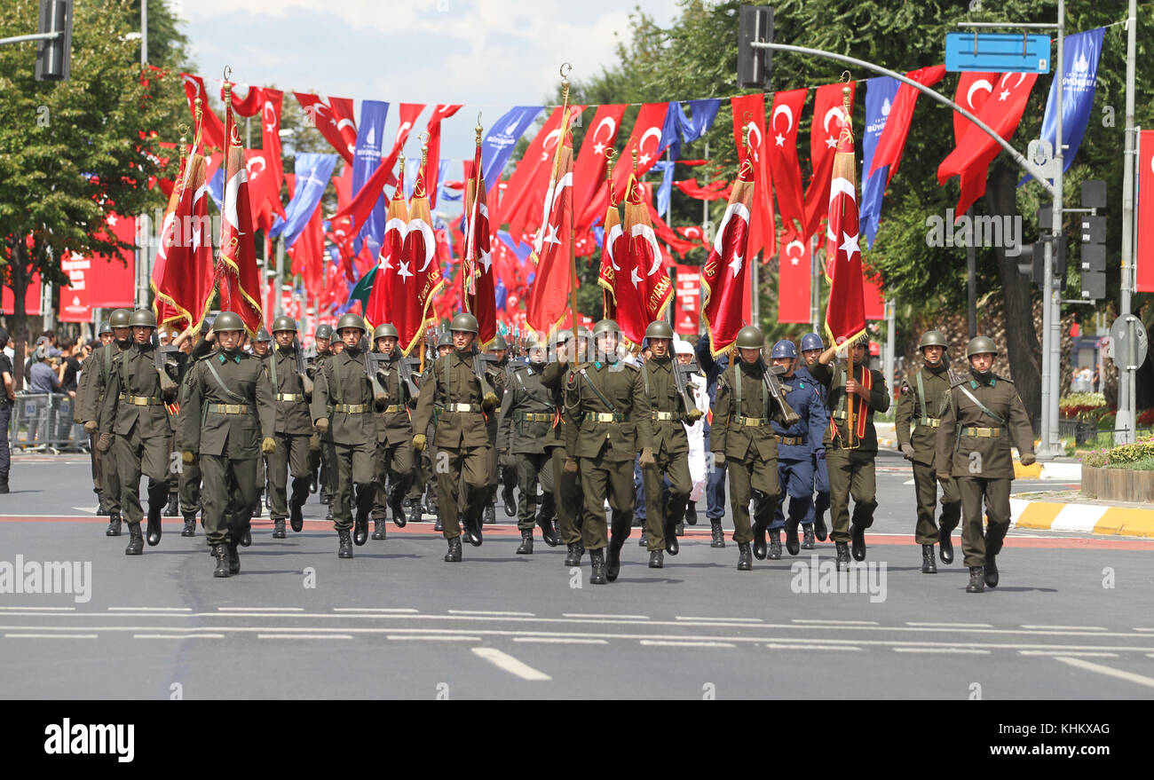 ISTANBUL, TURKEY - AUGUST 30, 2017: Soldiers march during 95th ...