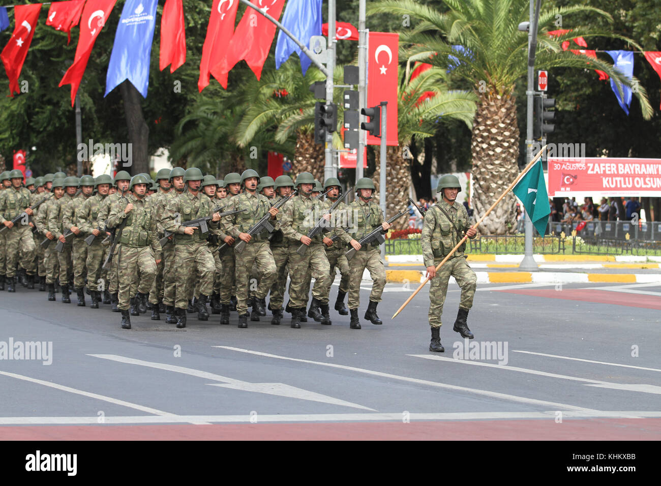 ISTANBUL, TURKEY - AUGUST 30, 2017: Soldiers march during 95th ...
