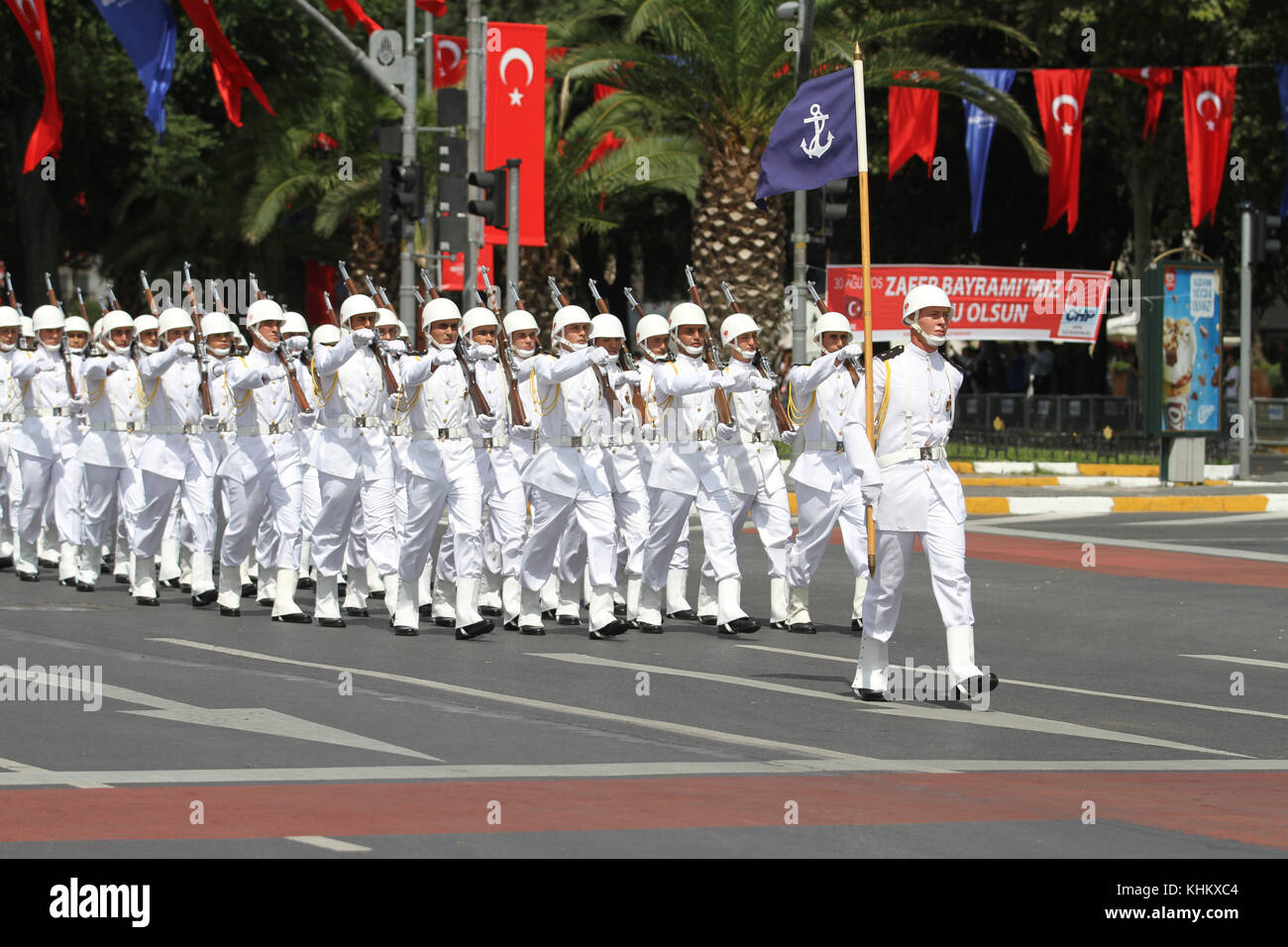 ISTANBUL, TURKEY - AUGUST 30, 2017: Soldiers march during 95th ...