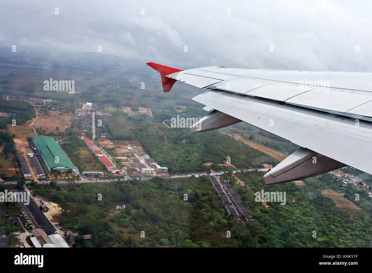 View of the city from plane window, selective focus Stock Photo - Alamy