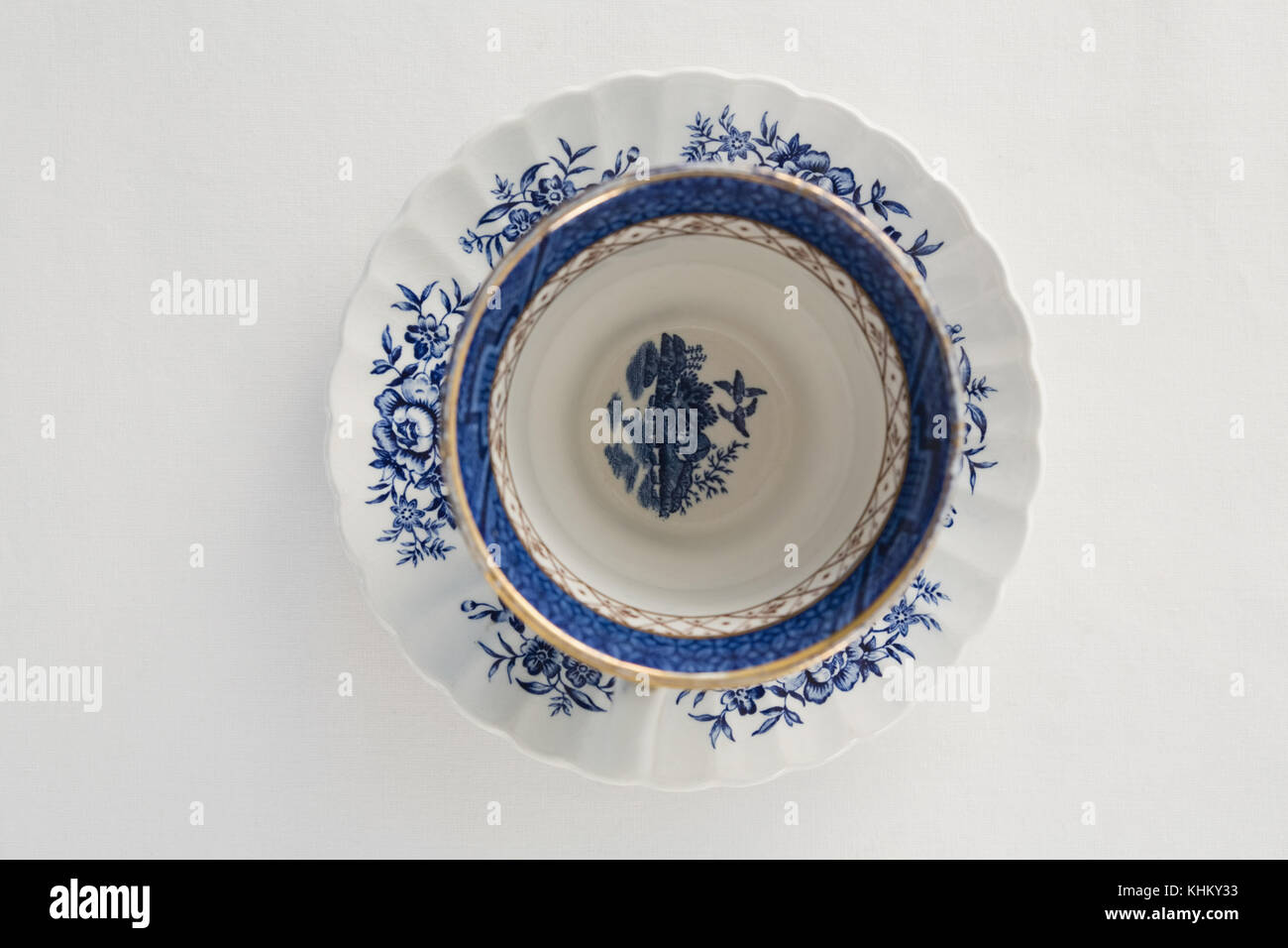 Overhead view of empty cup with saucer Stock Photo - Alamy