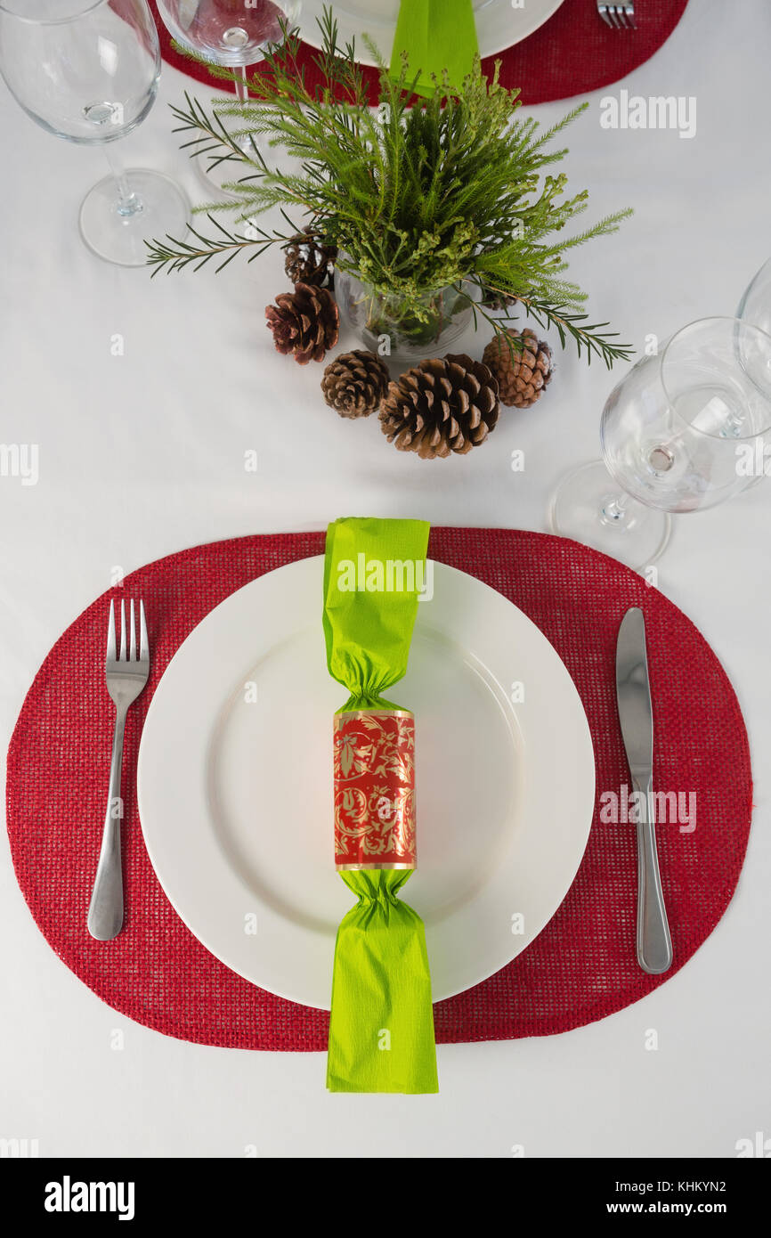Overhead view of beautiful table setting for an occasion Stock Photo ...