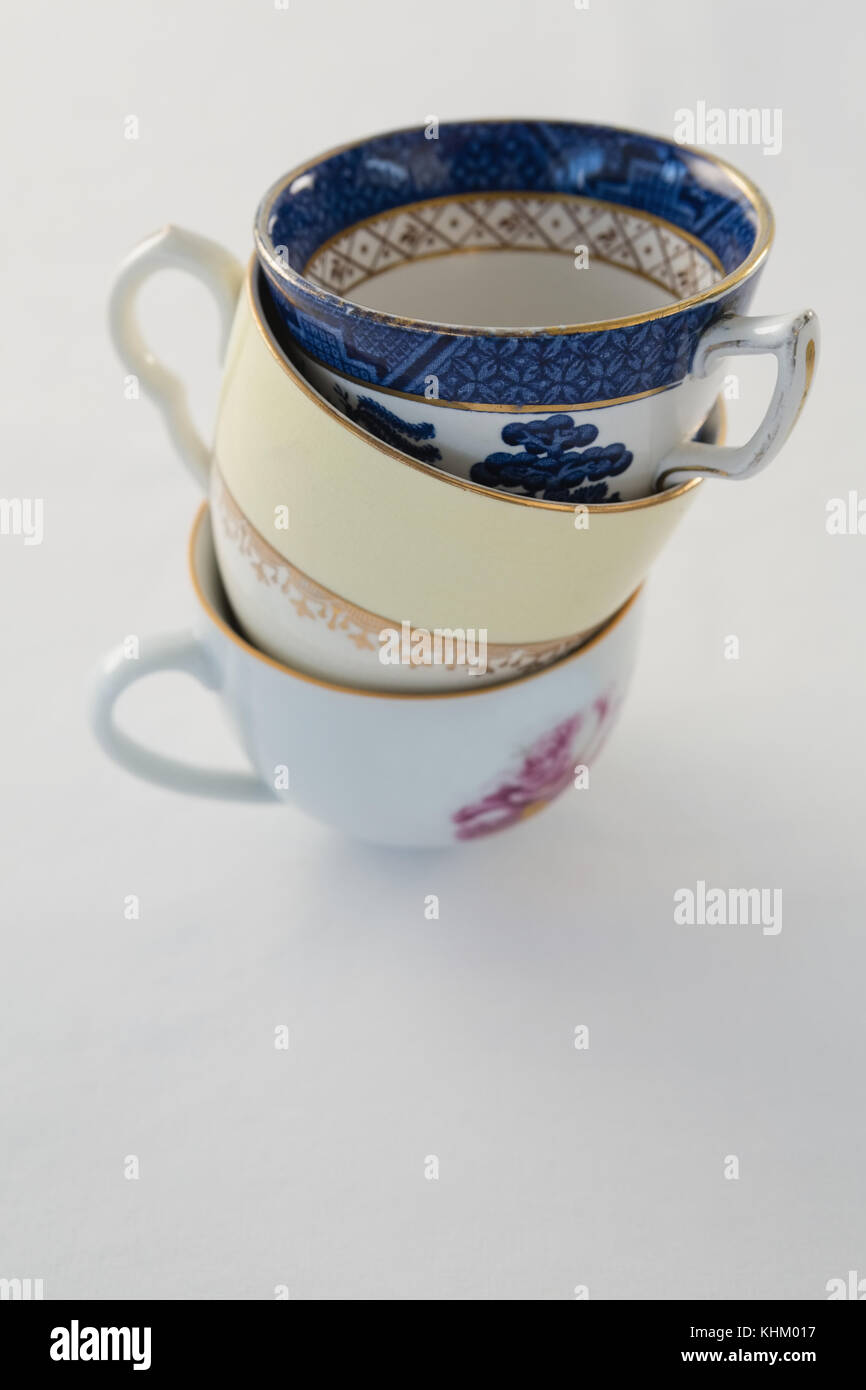 Close-up of stack of various cups Stock Photo - Alamy