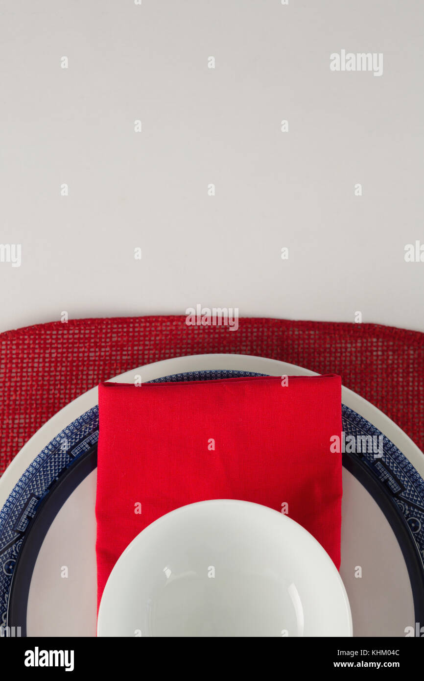 Close-up of overhead view of elegant table setting Stock Photo - Alamy