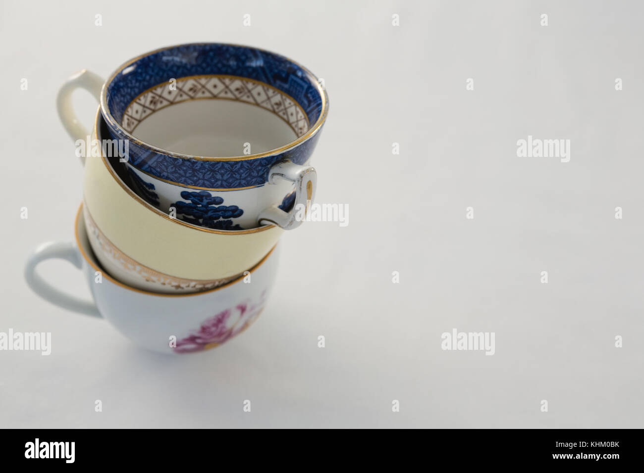Close-up of stack of various cups Stock Photo - Alamy