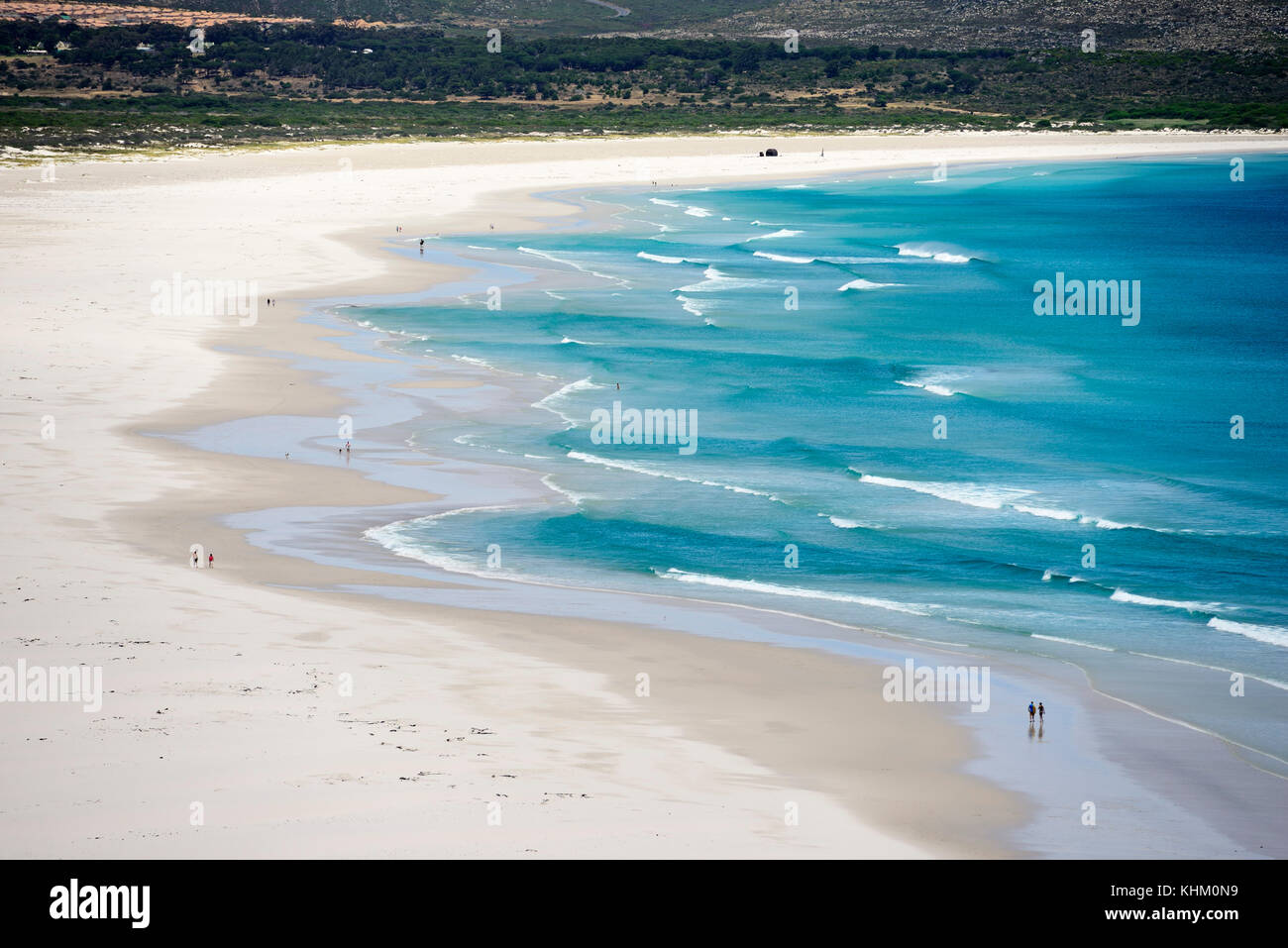 Wide sandy beach with waves, Noordhoek Beach, Cape Town, Western Cape ...