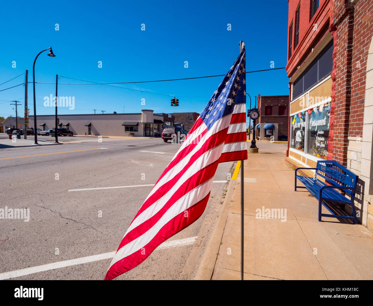 US Flag waving in the wind at Route 66 - STROUD / OKLAHOMA - OCTOBER 16 ...