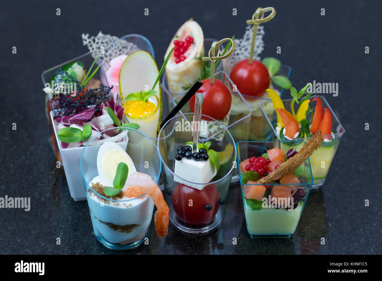 Mini canap with elements of molecular kitchen on white background Stock ...