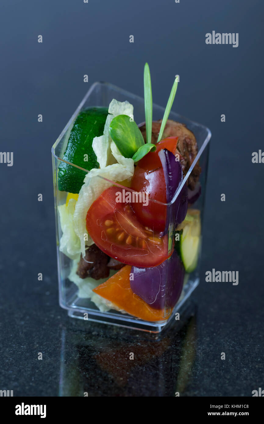 Mini canap with elements of molecular kitchen on white background Stock ...