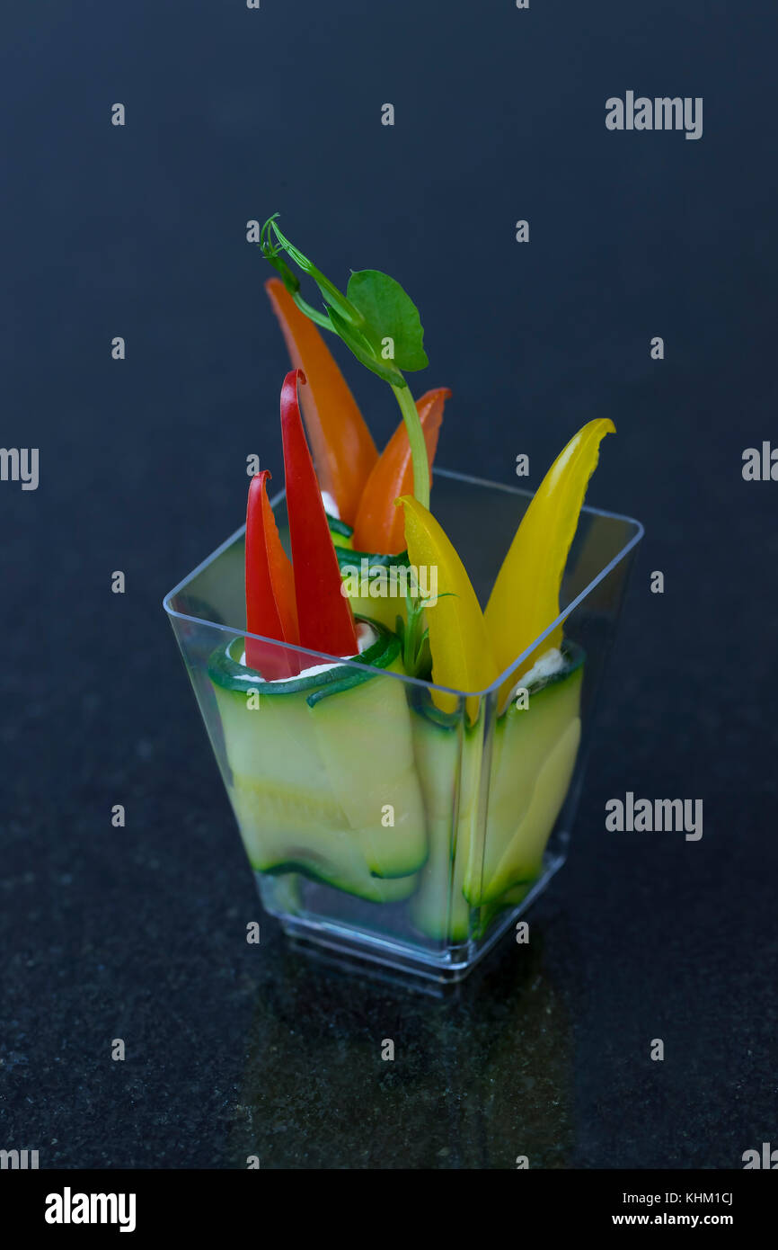 Mini canap with elements of molecular kitchen on white background Stock ...