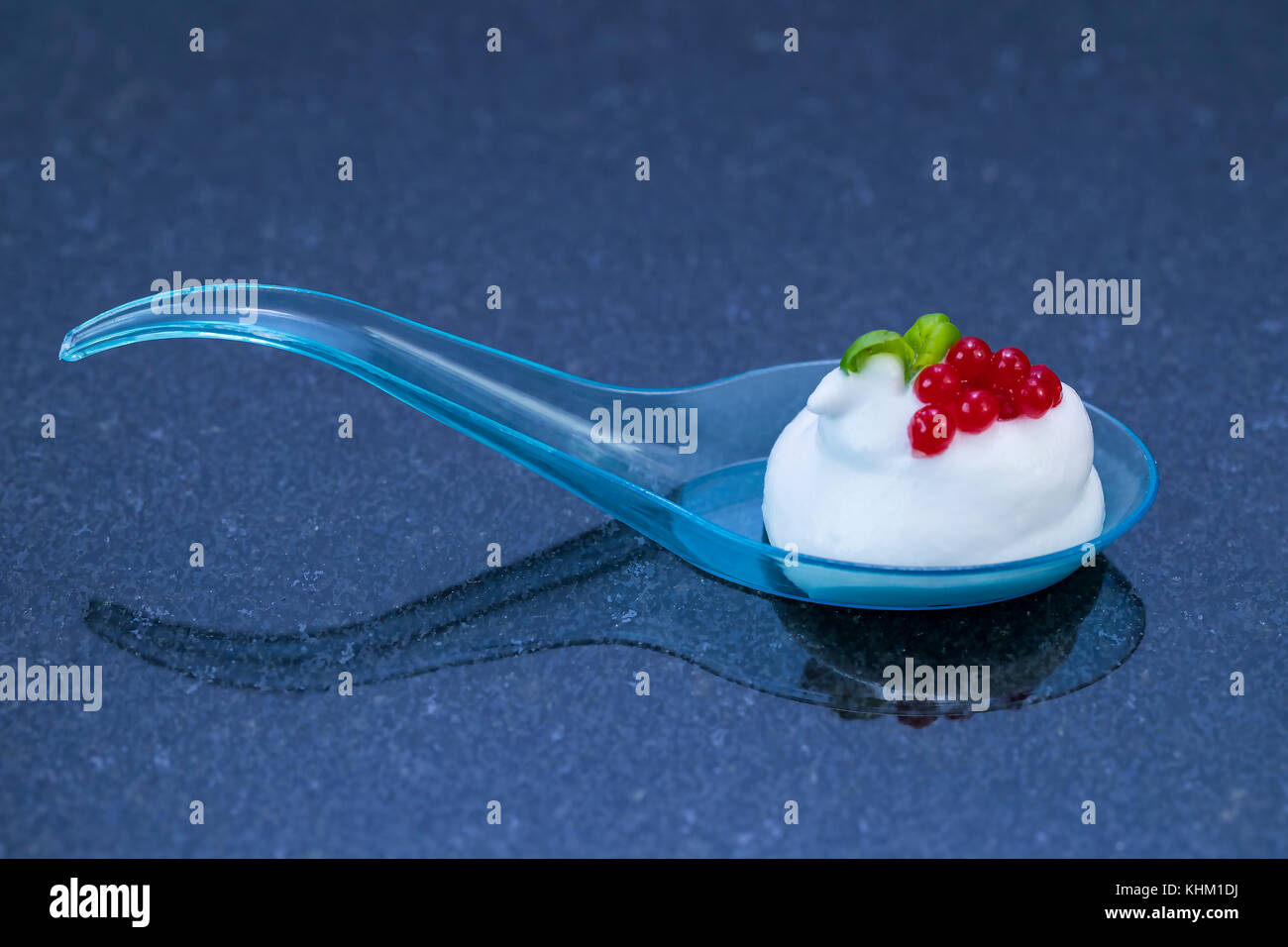 Mini canap with elements of molecular kitchen on white background Stock ...